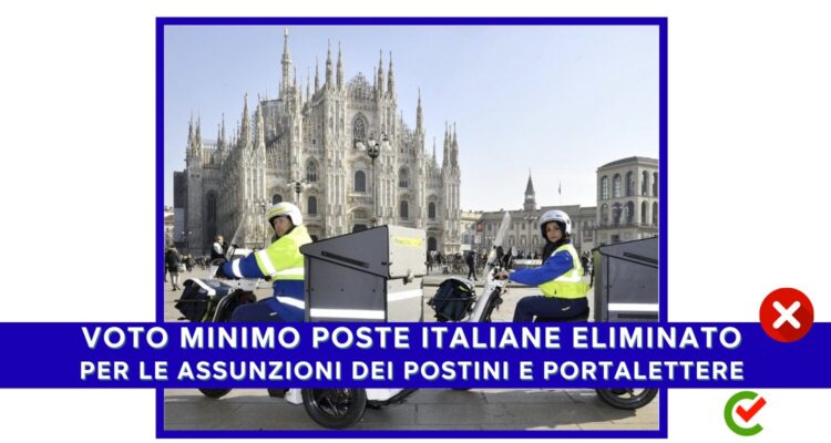 Voto minimo Poste Italiane eliminato - Per le assunzioni dei postini